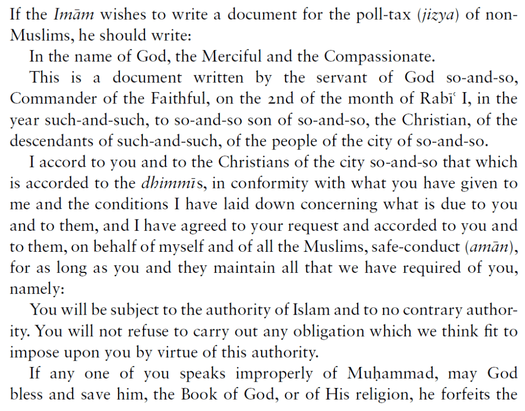 Dhimmi Status – Medieval Islamic History