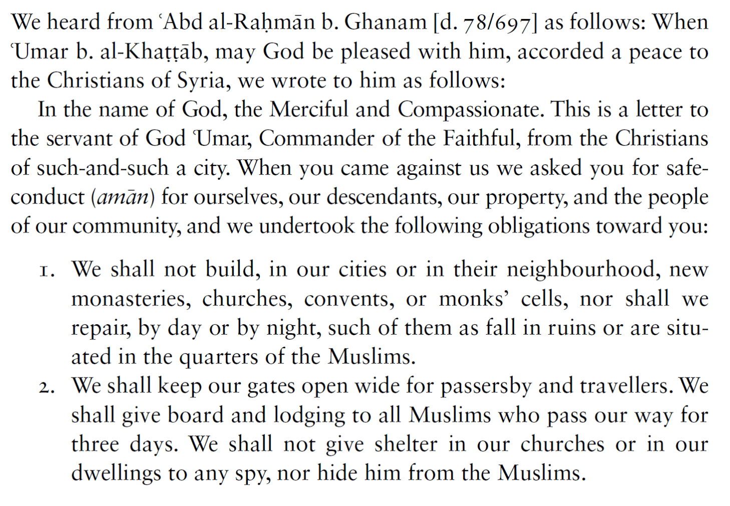 Dhimmi Status – Medieval Islamic History