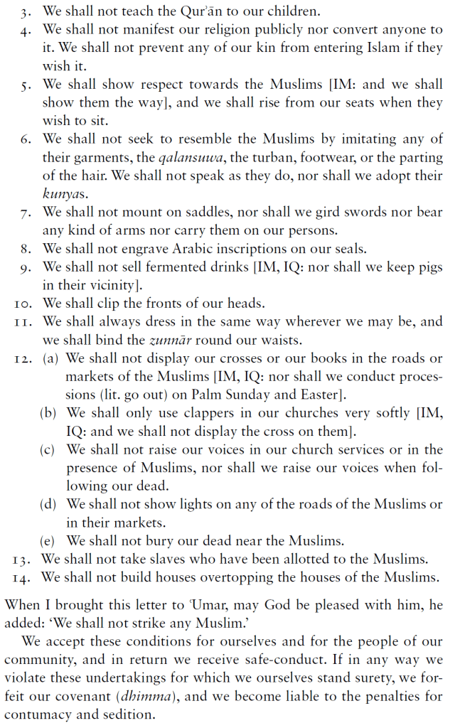 Dhimmi Status – Medieval Islamic History