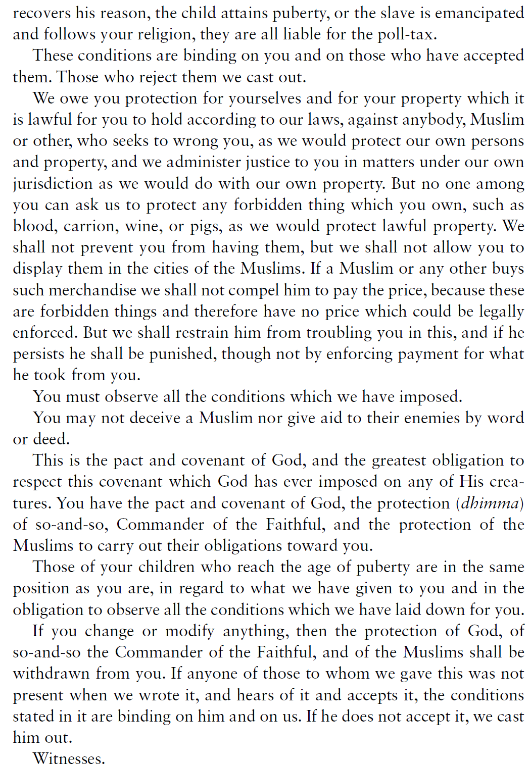 Dhimmi Status – Medieval Islamic History